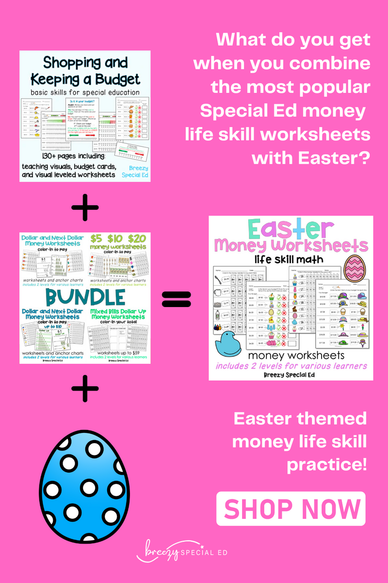 Easter Life Skill Money Math + Budget Worksheets for Special Education ...