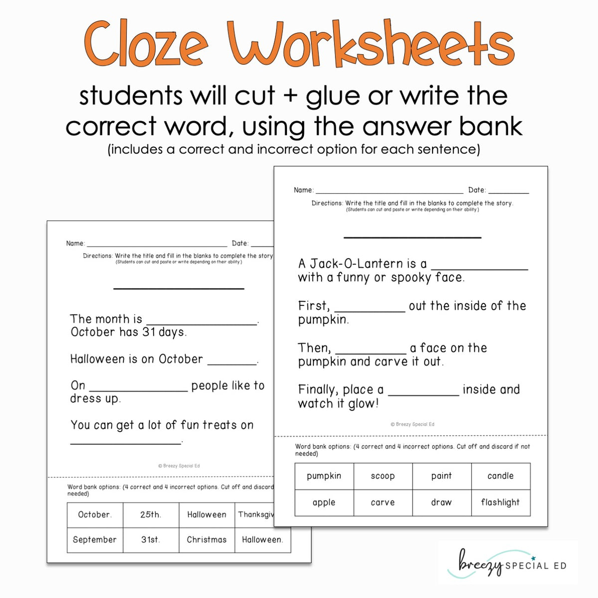 Halloween - Easy Reading Comprehension for Special Education – Breezy ...