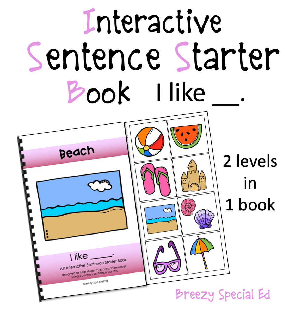 Beach (I Like) Interactive/Adapted Sentence Starter Book - special ed ...