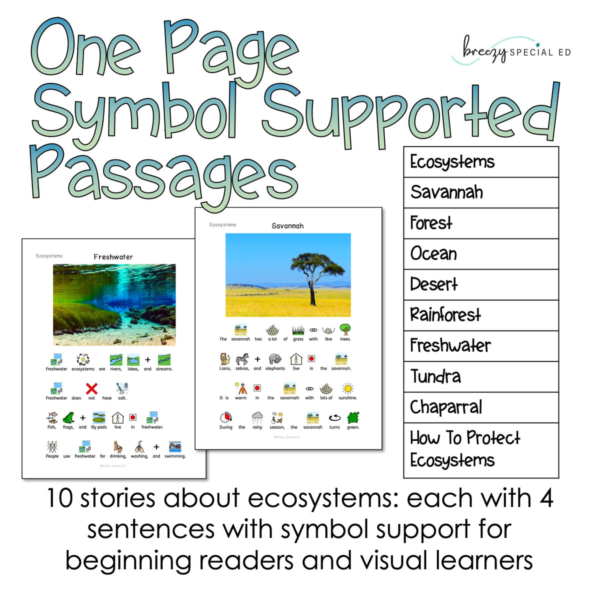 Ecosystems Symbol Supported Reading Comprehension for Special Ed ...