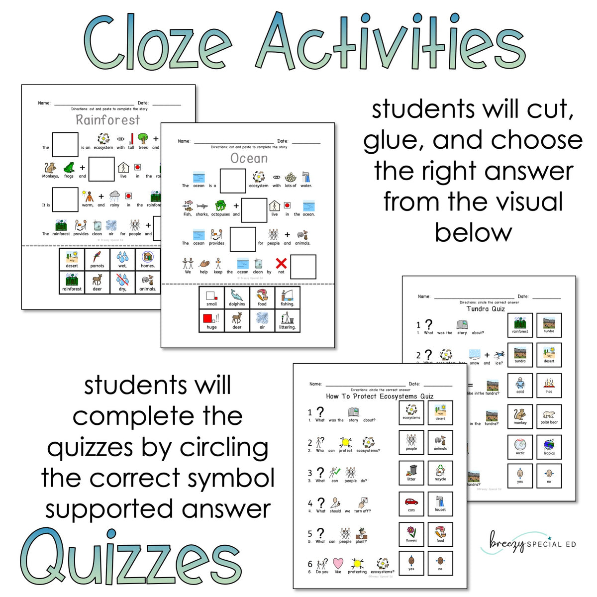 Ecosystems Symbol Supported Reading Comprehension for Special Ed ...