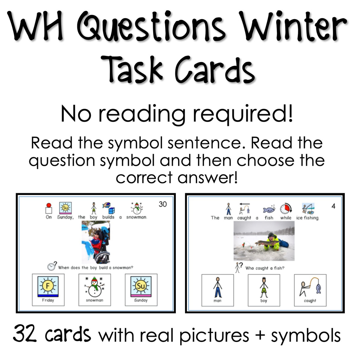 WH Questions Winter task cards for autism and special education ...