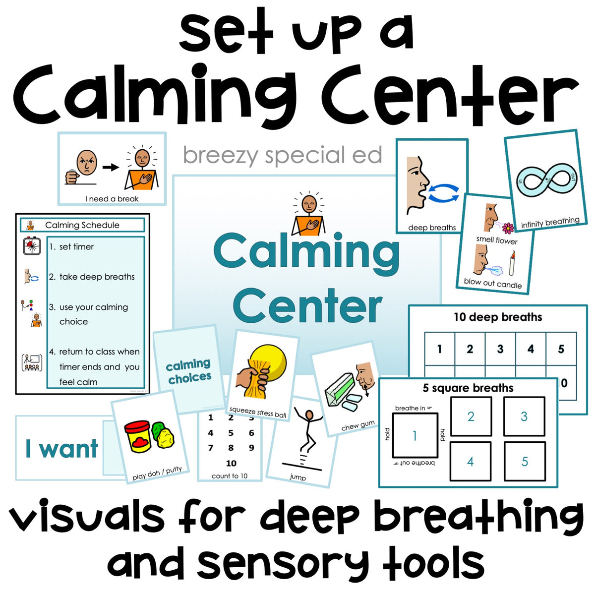 Calm Down Center Visuals for Deep Breathing and Sensory Regulation ...