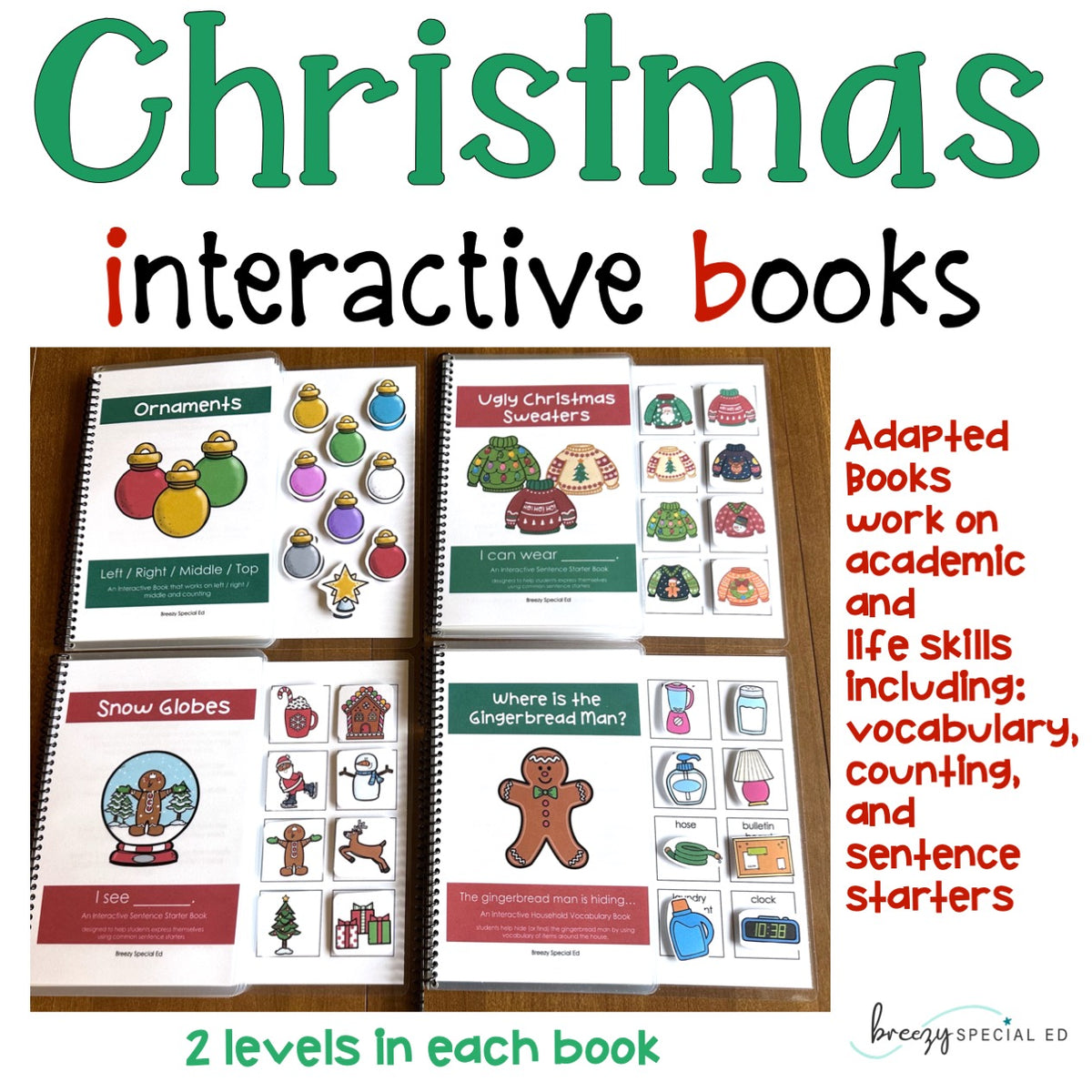 Christmas Interactive Adapted Books for Special Education Set 3 ...