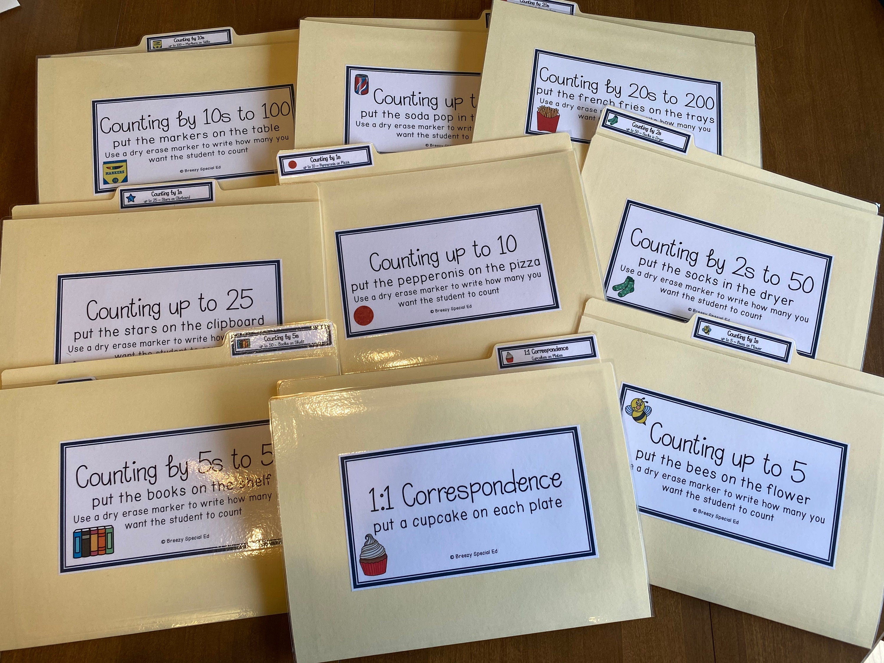 Counting File Folders for Special Education 9 pk - Fully Prepped ...