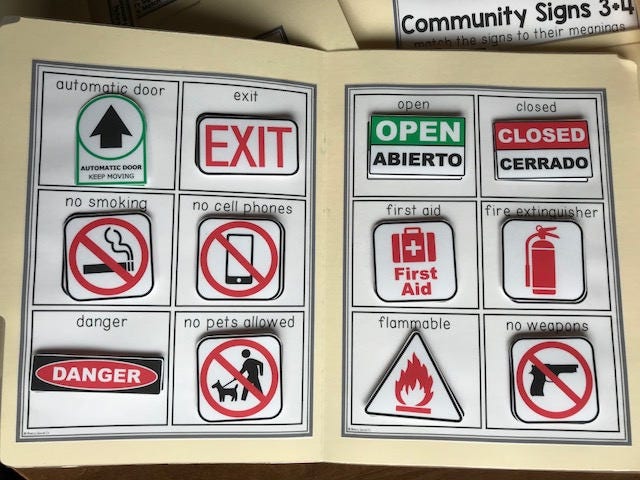 Community Signs File Folders ( 12 pk ) for Special Education - Fully P ...