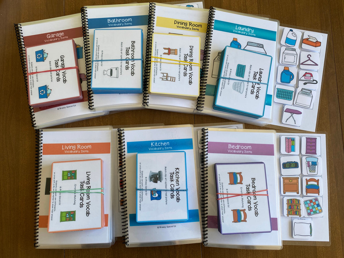 Around the House Vocabulary Life Skills Adaptive Booklet Bundle w Task ...
