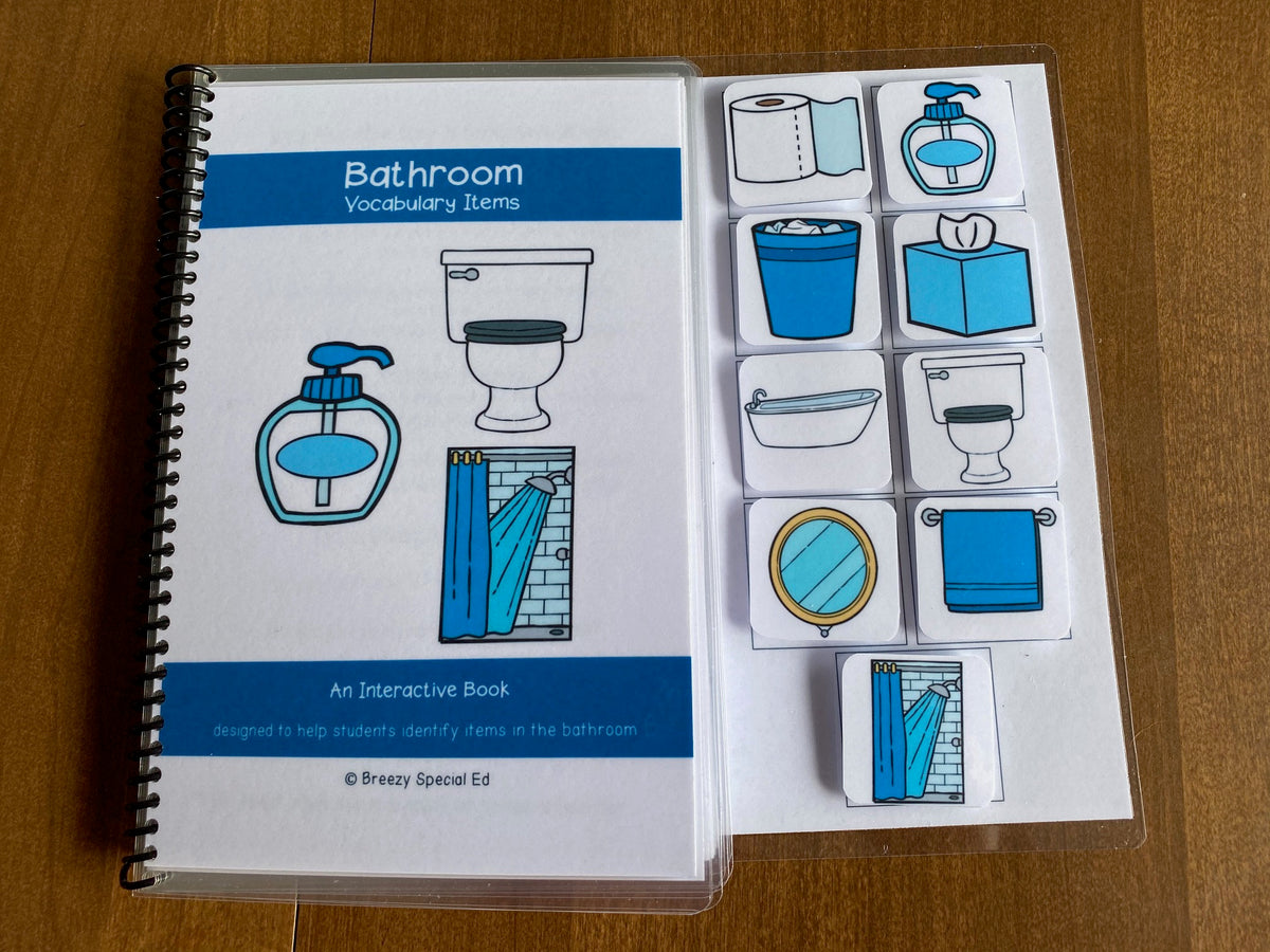 Bathroom Vocabulary Life Skills Adaptive Booklet w Task Cards (Special ...