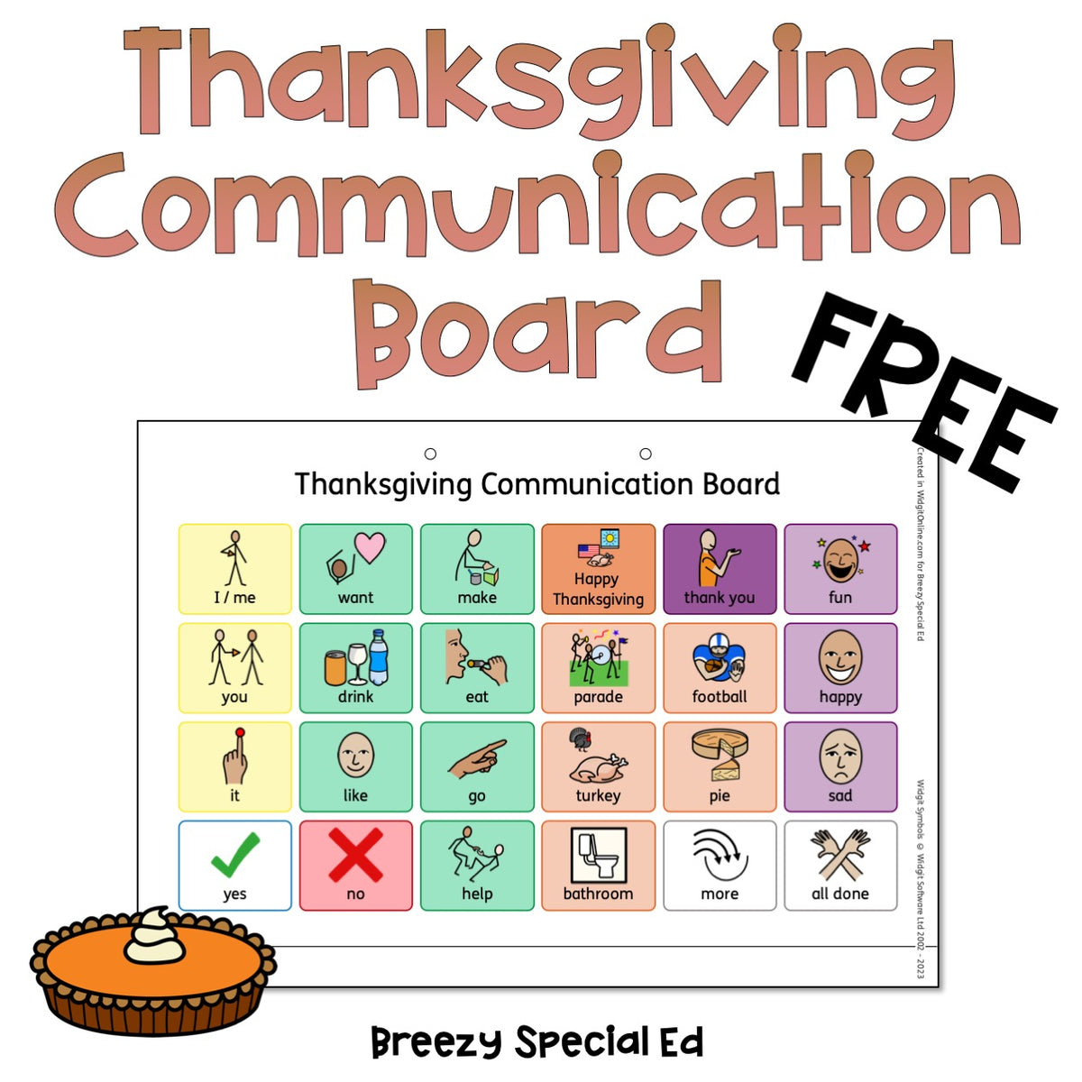 FREE Thanksgiving Communication Board for AAC Speech – Breezy Special Ed