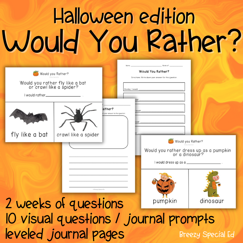 Would You Rather? Halloween Questions + Journal Prompts – Breezy Special Ed