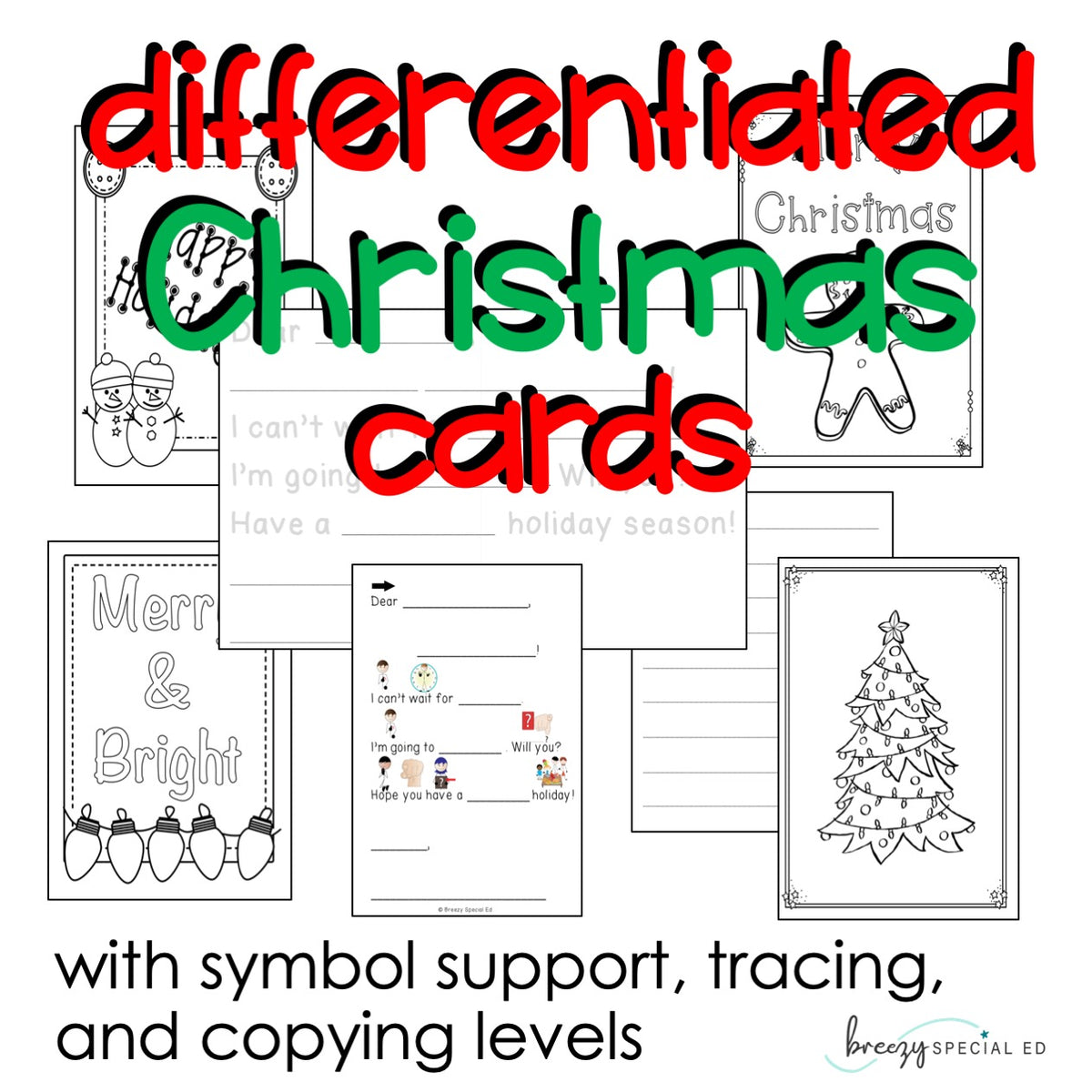 Christmas and Holiday Cards: Differentiated for ALL your Special Ed St ...