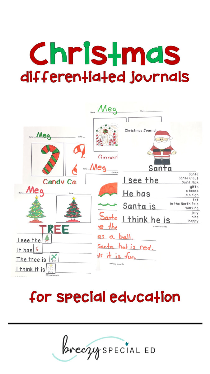 Christmas Themed Differentiated Journal Writing for Special Education ...