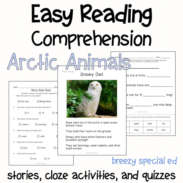 Arctic Animals - Easy Reading Comprehension for Special Education ...