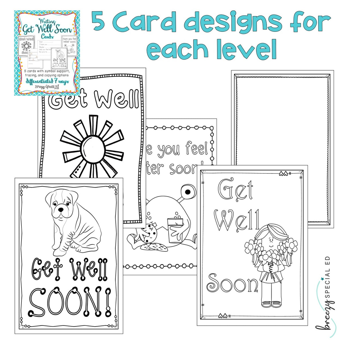Get Well Soon Cards Differentiated for ALL Special Ed Students – Breezy ...