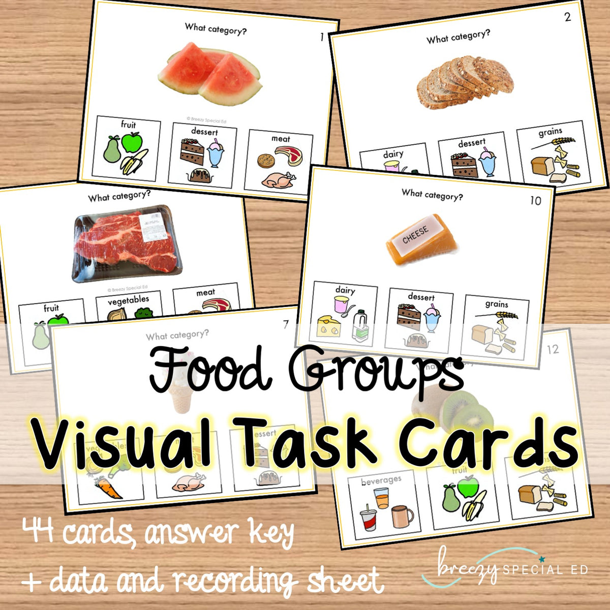 Food Groups Task Cards for autism and special education – Breezy Special Ed