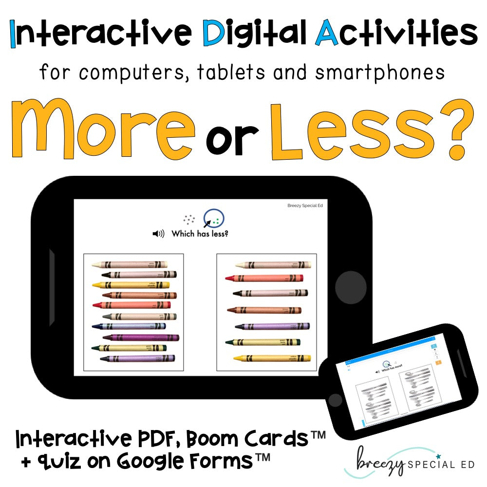 Digital ⋅ More or Less ⋅ Interactive PDF, Boom Cards, and Quiz for Spe ...