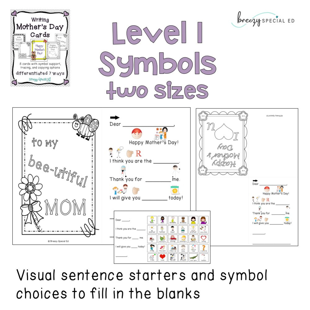Mother's Day Cards: Differentiated for ALL your Special Ed Students ...