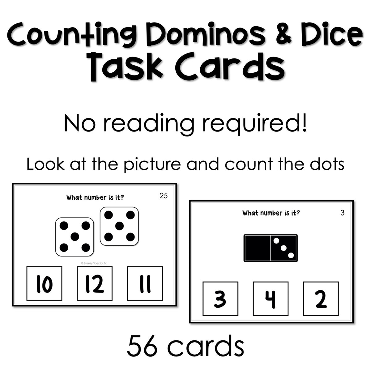 Counting Dominos and Dice task cards for autism and special education ...