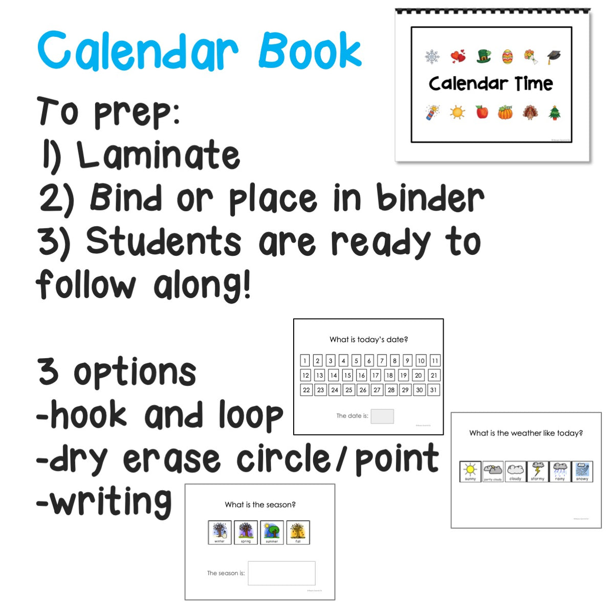 Morning Meeting Calendar Time Book and File Folder for Special Ed ...