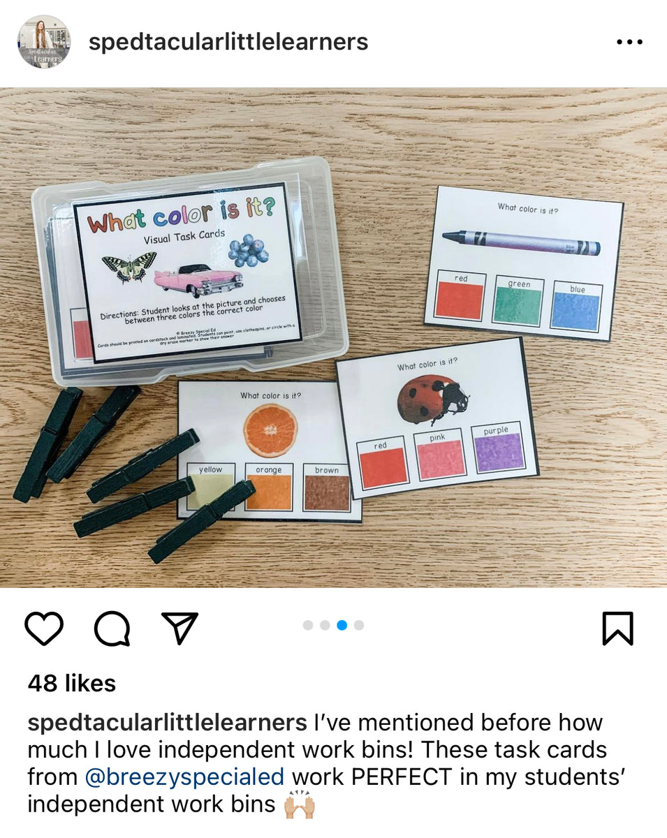 What color is it? Visual Task Cards (Autism and Special Education ...