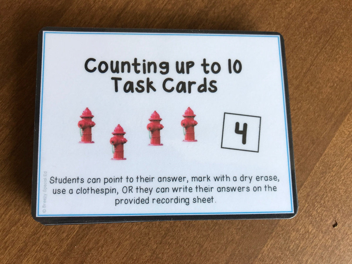 Counting up to 10 Visual Task Cards (Autism and Special Education) 2 s ...