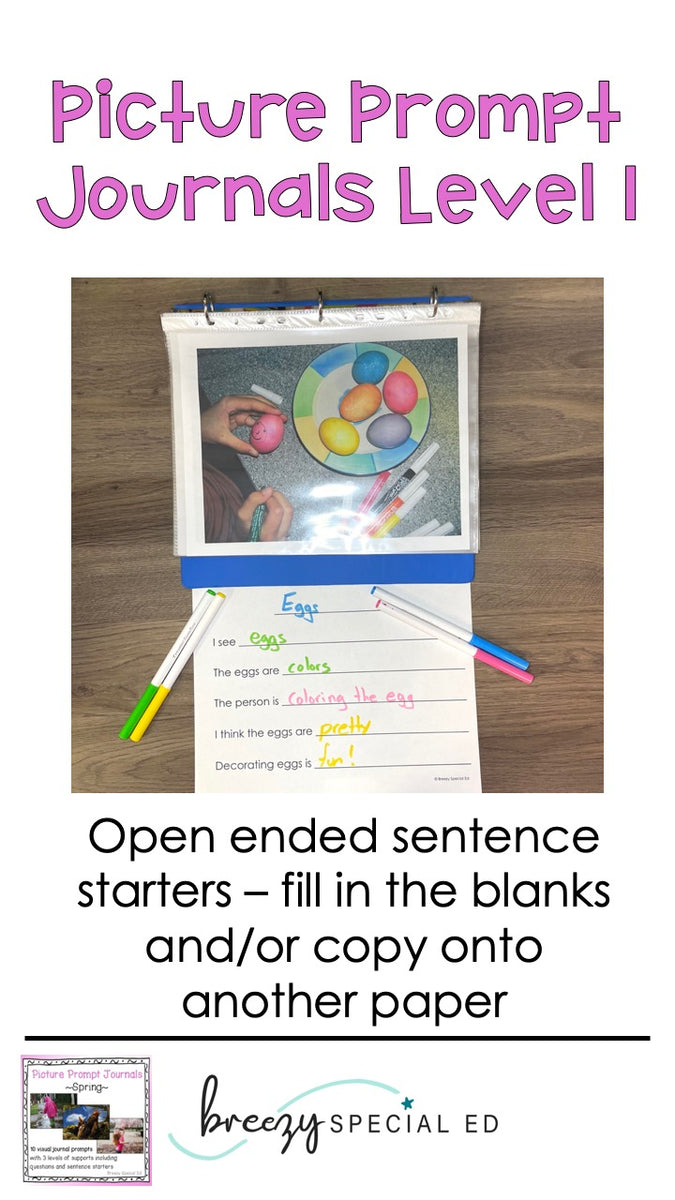 Picture Journal Prompts {Leveled Writing} Spring Themed – Breezy Special Ed