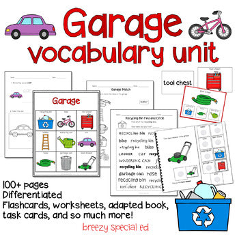 Garage Vocabulary Around the House Unit (Special Education and Autism ...