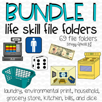 Special Ed Life Skill File Folder Bundle 65+ file folders (First Set ...