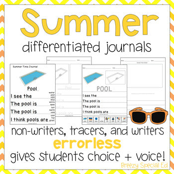 Summer Leveled Journal Writing for Special Education, Autism, and ESY ...