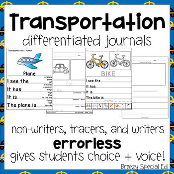 Transportation Journal Prompts - Differentiated Writing for Special Ed ...