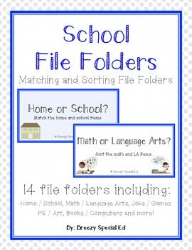 School Sorting and Matching File Folders - Special Education / Autism ...