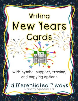 FREE New Years Card / Resolutions: Differentiated for Special Ed #bsec ...
