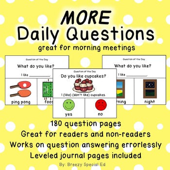 More Visual Daily Questions for the Year for Special Ed and Autism Cla ...
