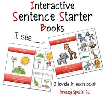 I See Interactive / Adapted Sentence Starter Book - special education ...