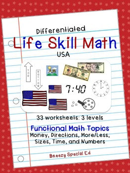 USA Differentiated Life Skill Math Pack for Special Education – Breezy ...