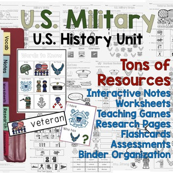 US Military / Veterans History Unit - Differentiated Resources – Breezy ...