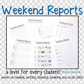 Weekend Reports for Special Education Students - Differentiated ...