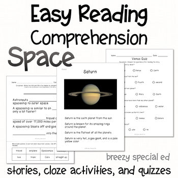 Space - Easy Reading Comprehension for Special Education – Breezy ...