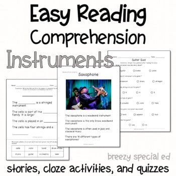 Instruments - Easy Reading Comprehension for Special Education – Breezy ...