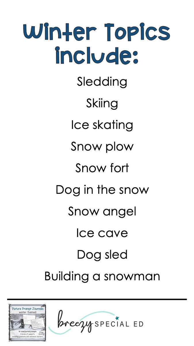 Picture Journal Prompts WINTER {Leveled Writing} Great for Special Ed ...
