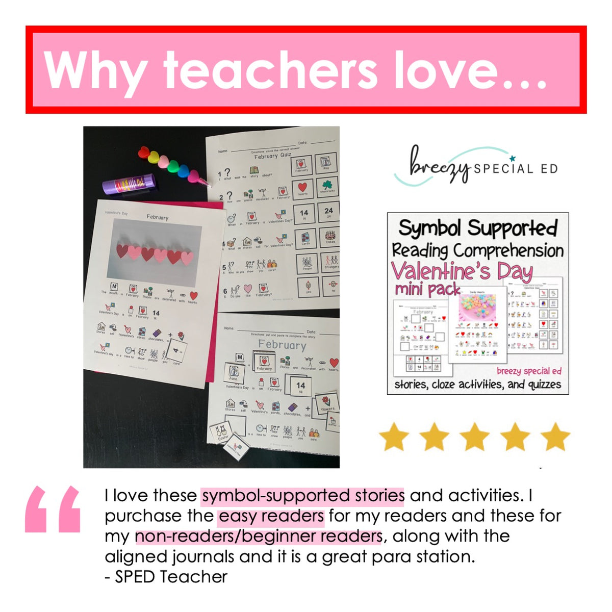 Valentine's Day - Symbol Supported Picture Reading Comprehension for S ...