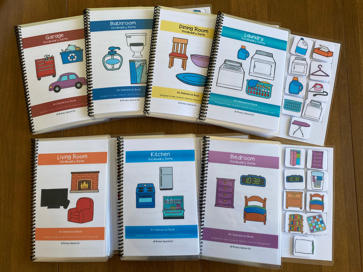 Around the House Vocabulary Life Skills Adaptive Booklet Bundle w Task ...