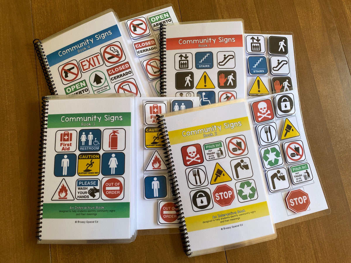 Community Signs Adapted Books for Life Skill Special Education (4 pk ...