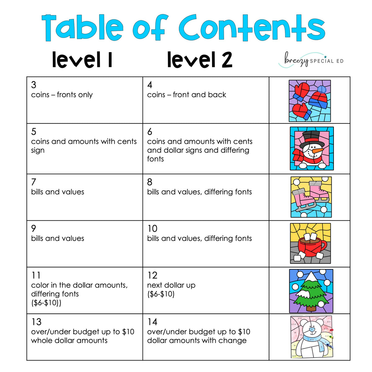 Winter Money Identification and Next Dollar Up Life Skill Math Color b ...