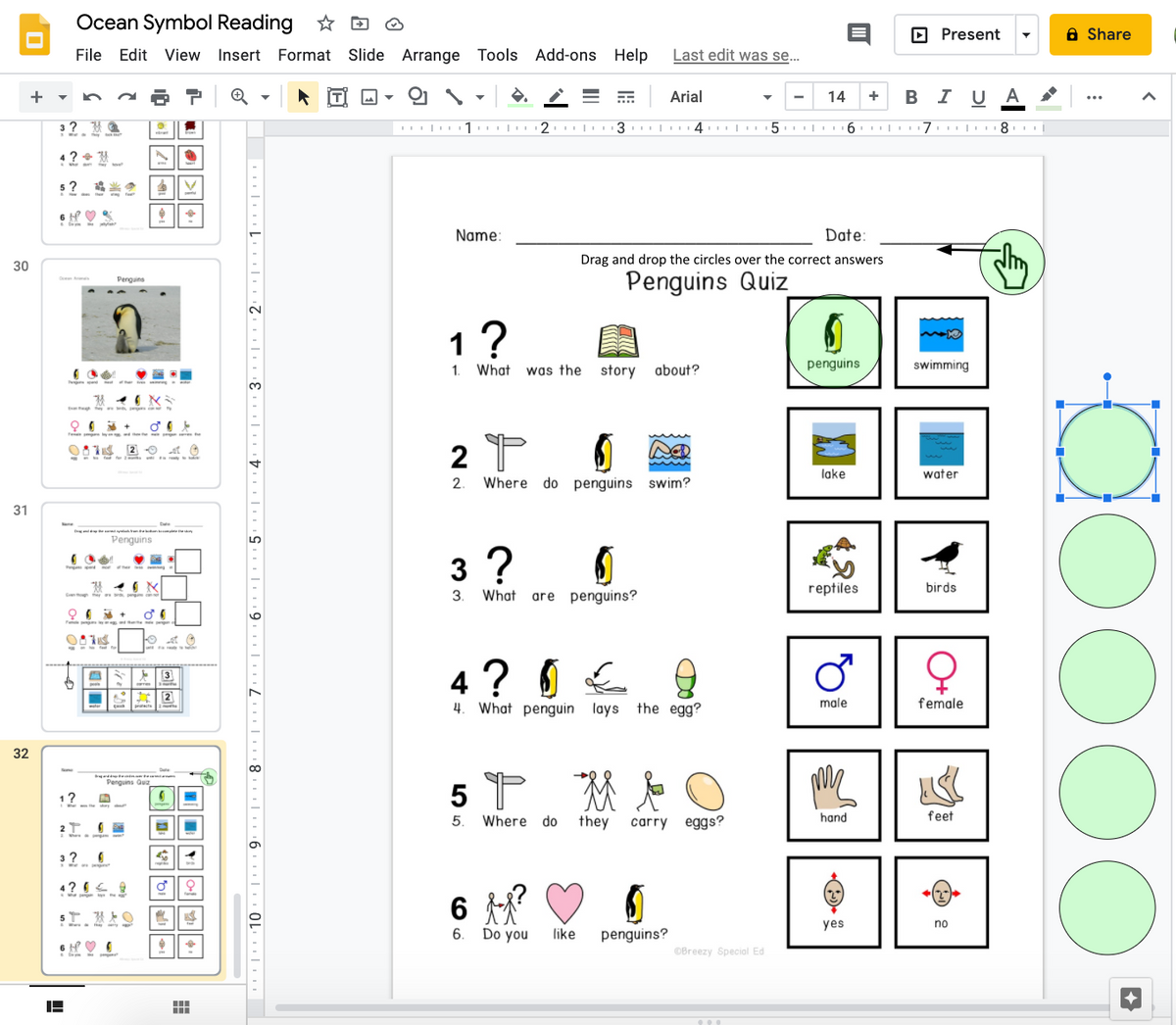 Ocean Animals Symbol Supported Reading Comprehension for Special Ed ...