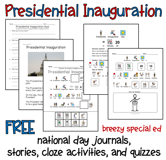 Presidential Inauguration Activities for Special Education FREE ...
