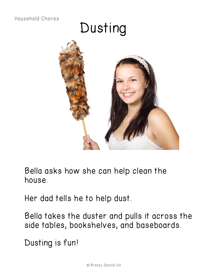 Household Chores - Easy Reading Comprehension for Special Education ...