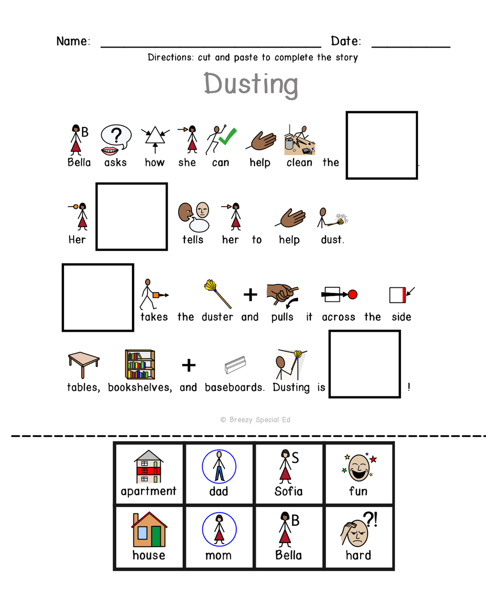 Household Chores - Symbol Supported Picture Reading Comprehension ...