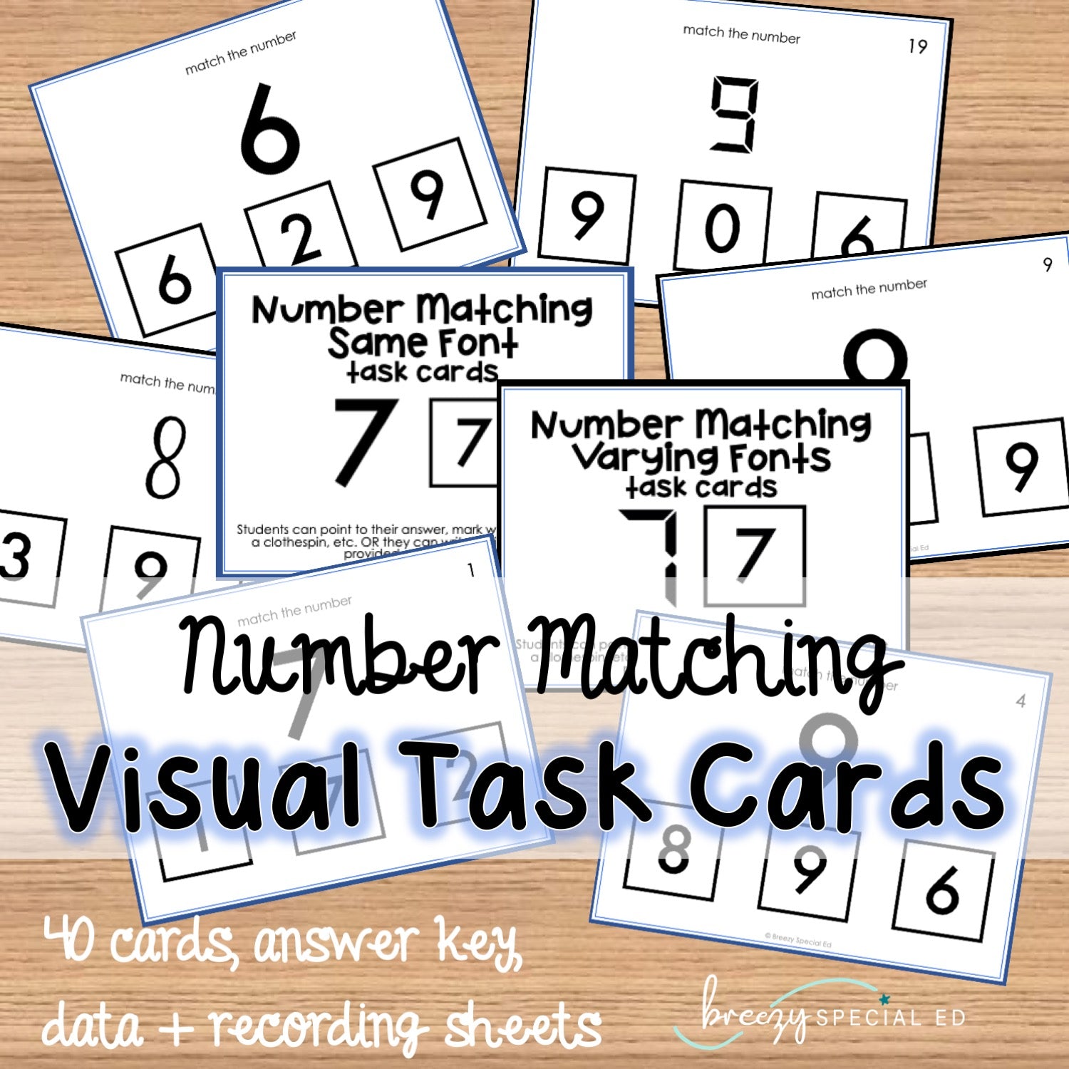 Number Matching task cards for autism and special education – Breezy ...