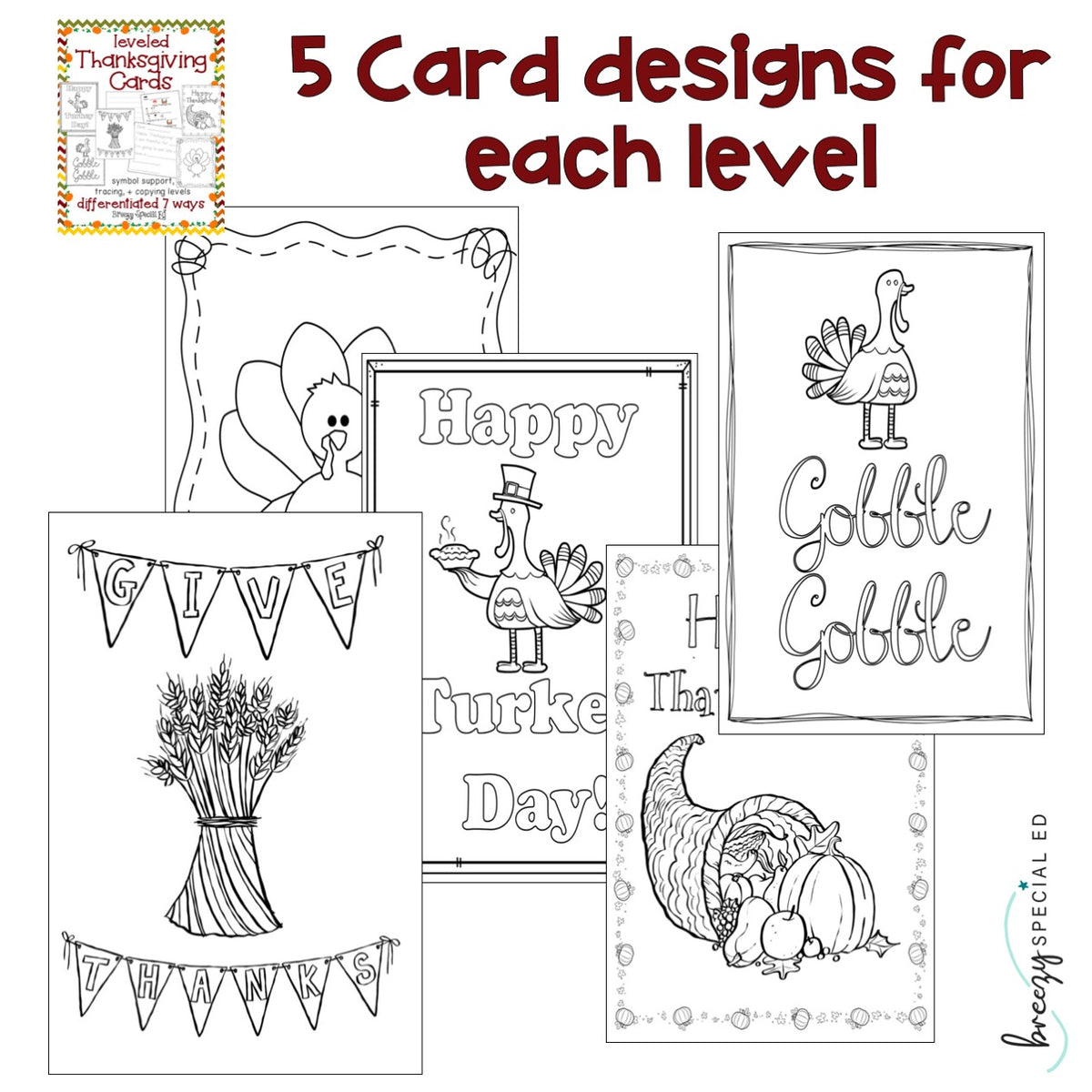 Thanksgiving Cards: Differentiated for ALL your Special Ed Students ...